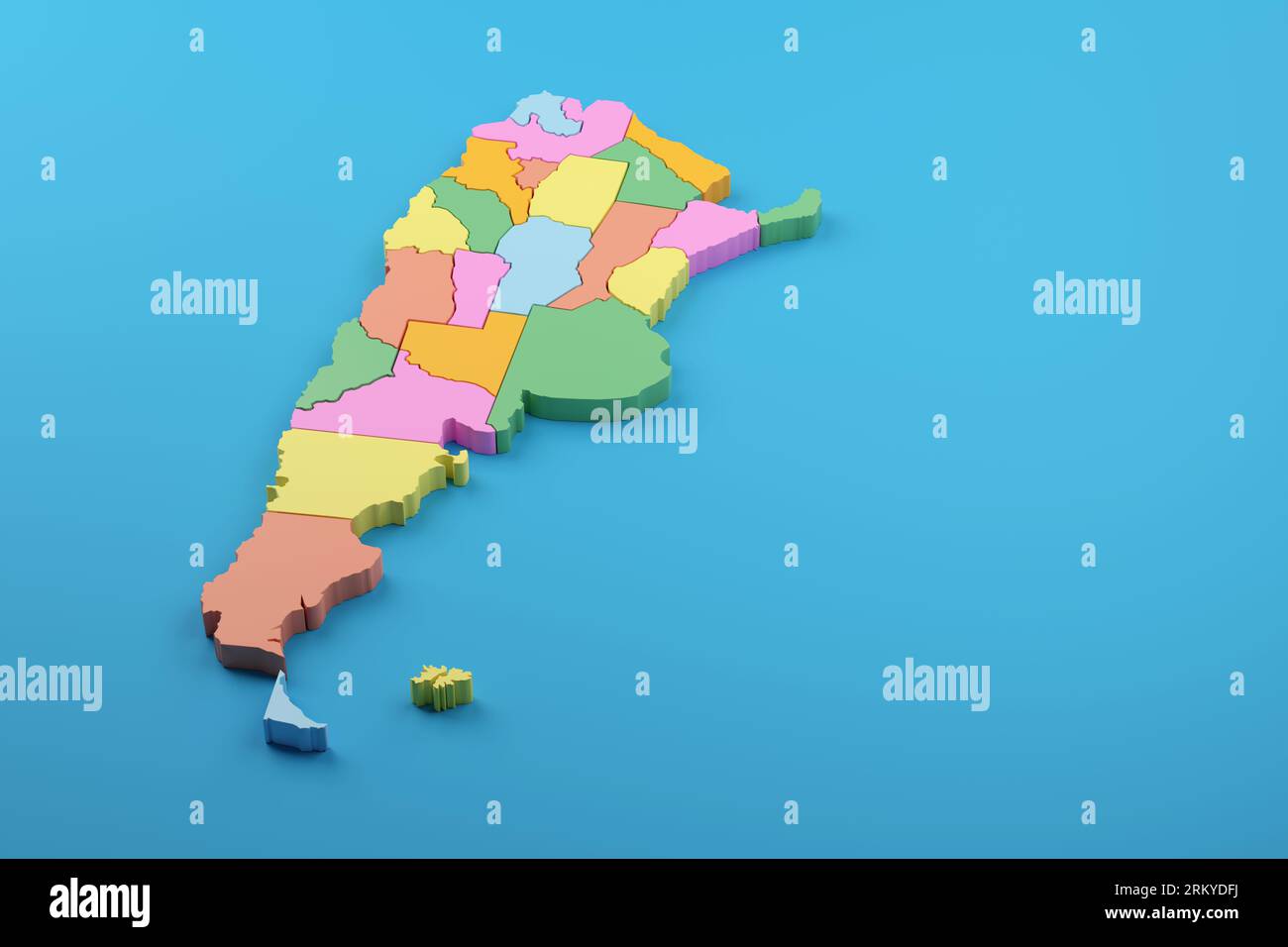 Map of Argentina in three dimensions with copy space. 3d illustration ...
