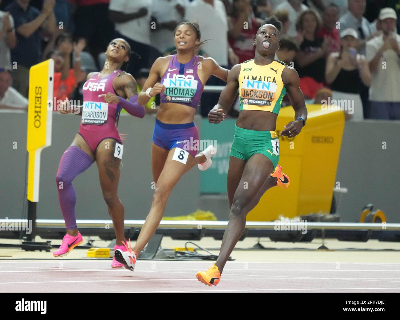 Sha'Carri RICHARDSON , Gabrielle THOMAS of USA and Shericka JACKSON of ...