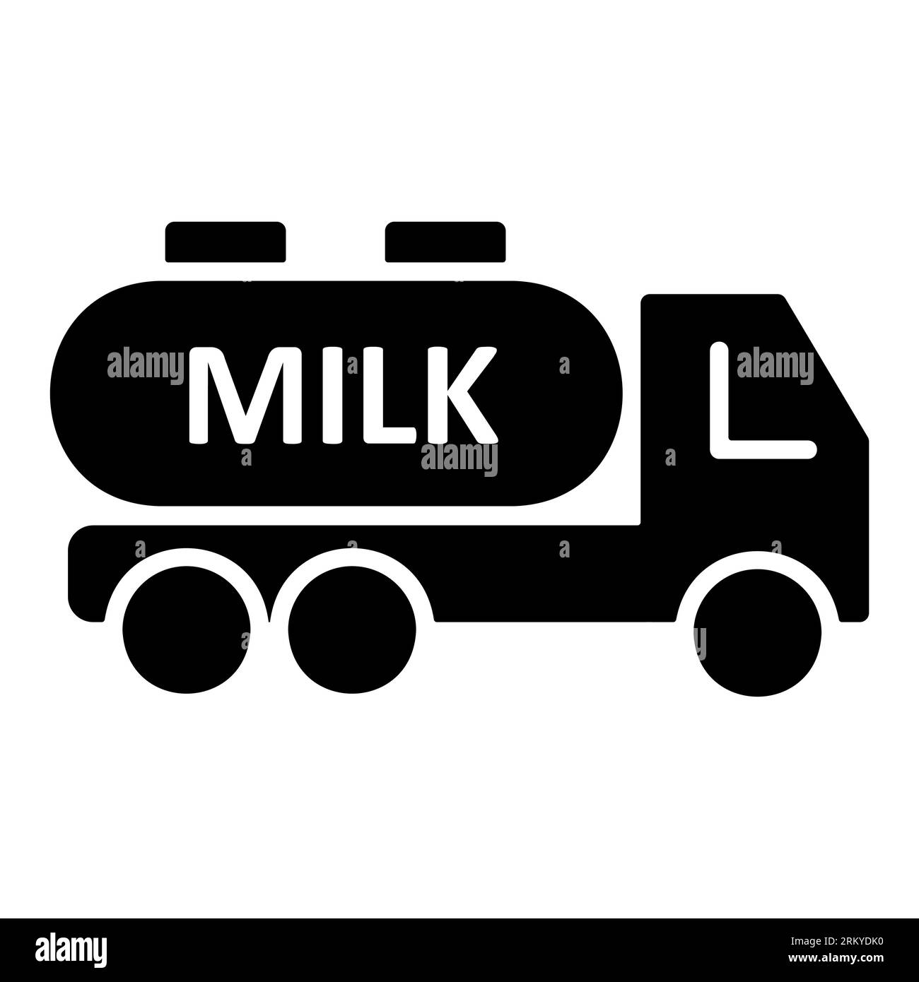 Dairy milk delivery service, truck with milk vector glyph icon. Dairy ...
