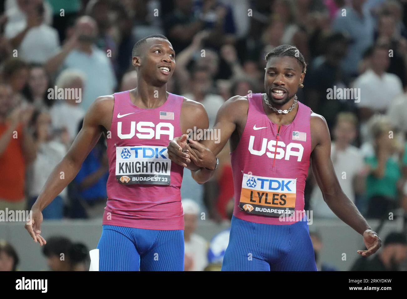 Erriyon KNIGHTON and Noah LYLES of USA Final 200 METRES MEN during the World Athletics ...