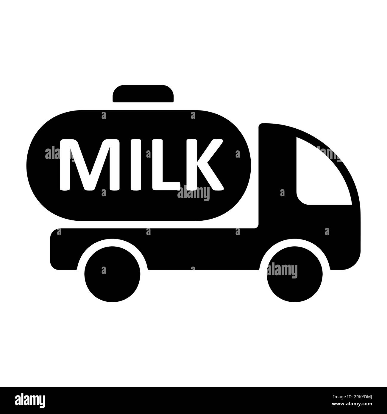 Dairy milk delivery service, truck with milk vector glyph icon. Dairy ...