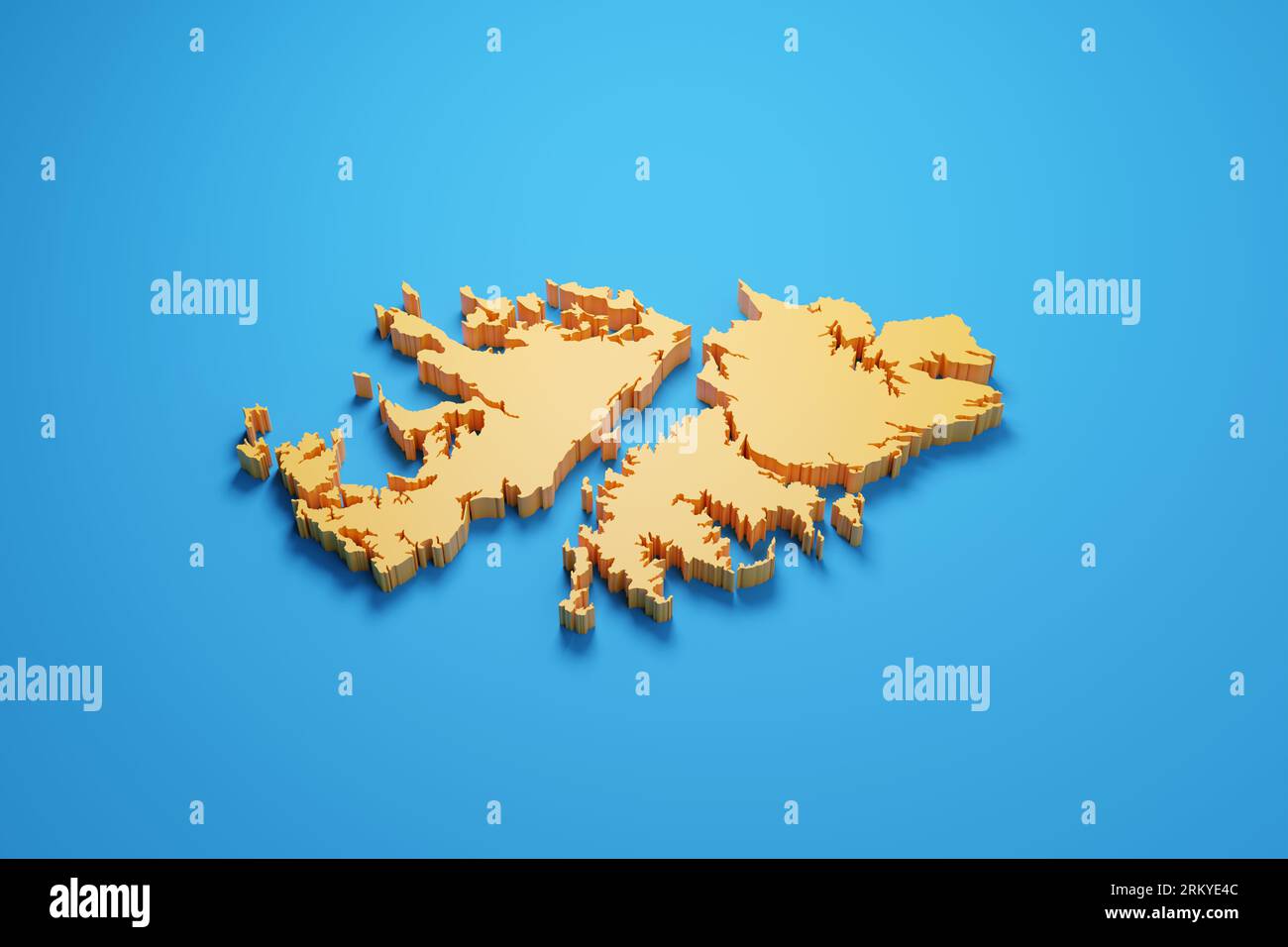 Map of the Falkland Islands in three dimensions. 3d illustration Stock ...