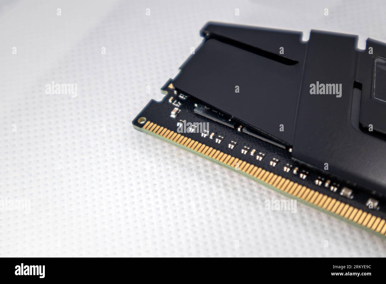 DDR4 DRAM memory module, Computer RAM chip close-up on white. Desktop PC memory parts for ...