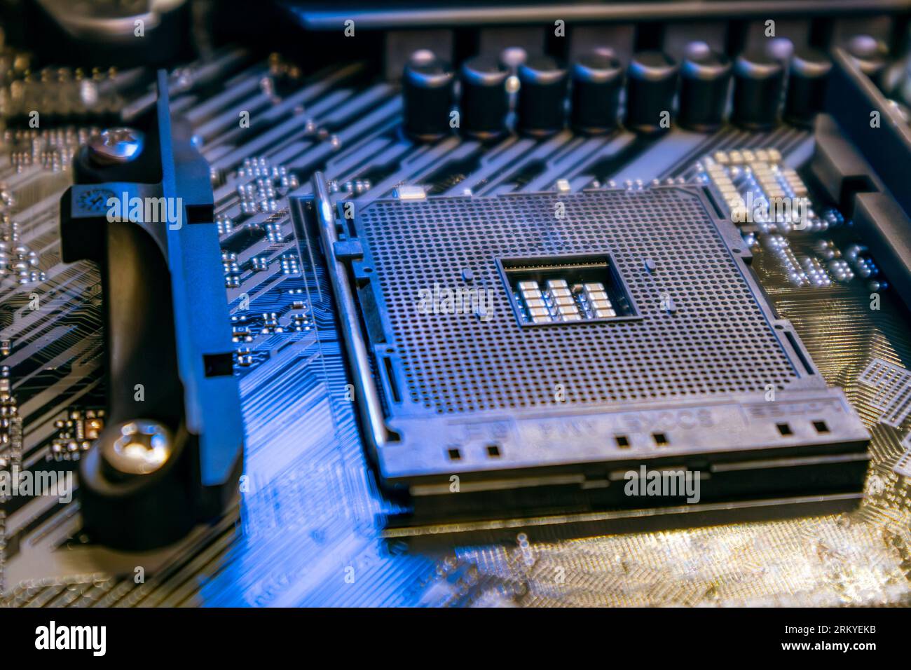 Am4 Cpu Socket On Motherboard Of A Desktop Pc Computer Hardware