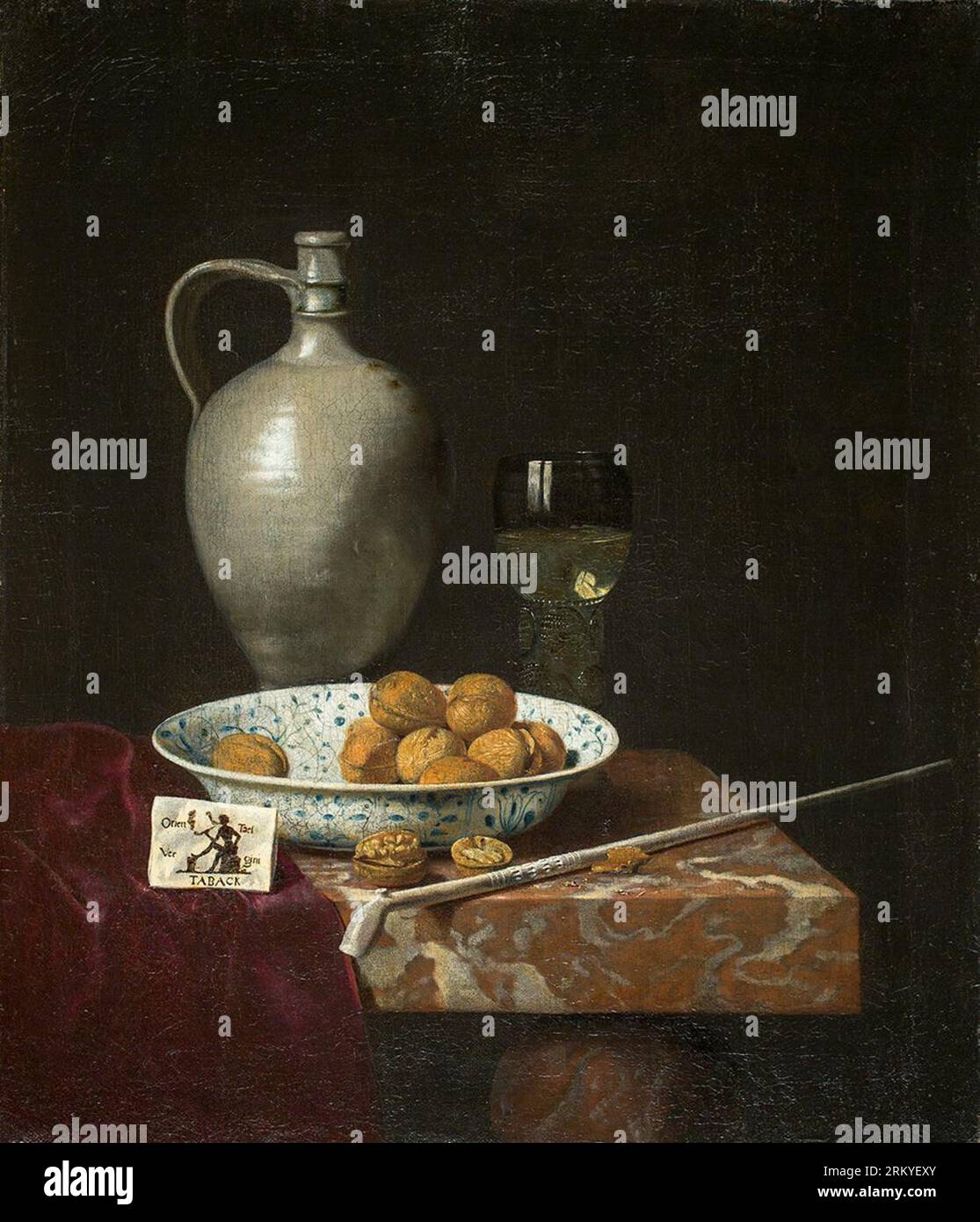 Still Life with a Pipe, Nuts, a Pitcher and a Tobacco Pouch by Hubert ...