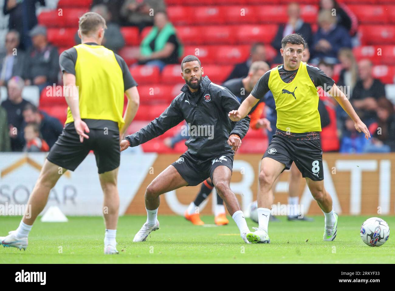 CJ Hamilton #22 of Blackpool during the pre-game warm up ahead of the ...