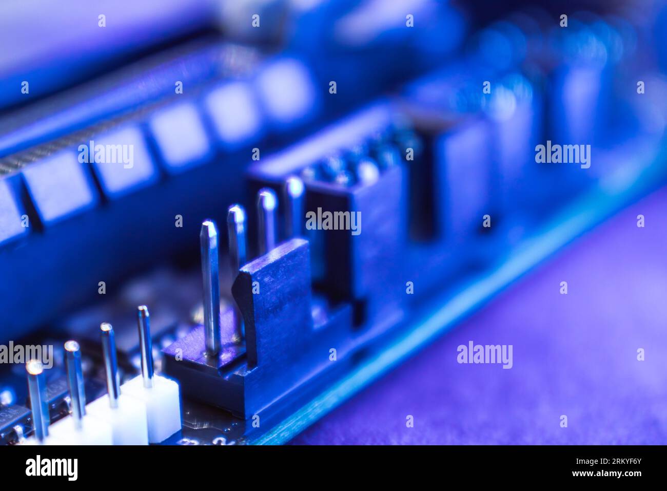 Socket pins on motherboard close-up of modern desktop PC. Computer ...
