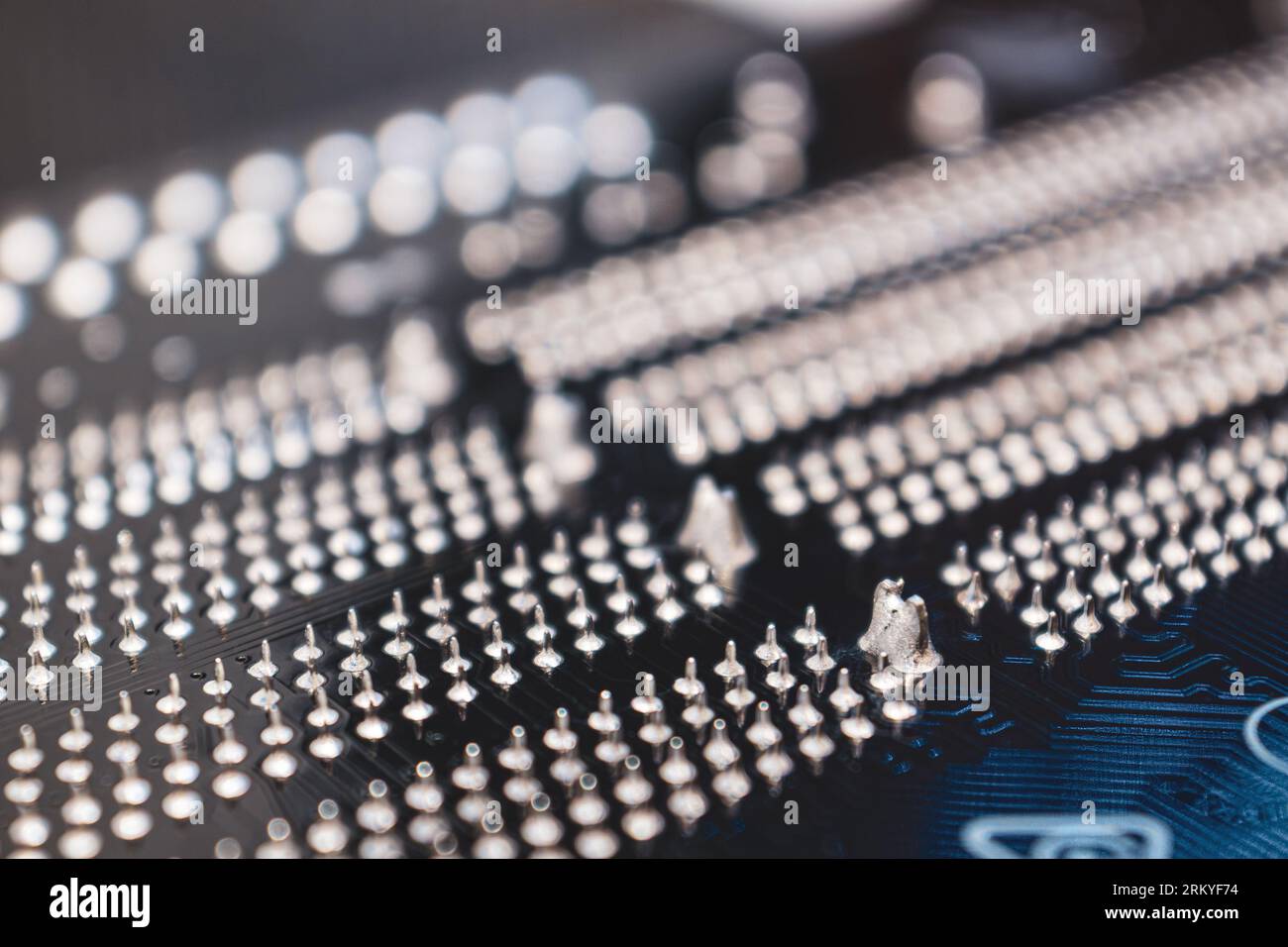 Motherboard backside close-up with pin contacts, desktop PC. Computer ...