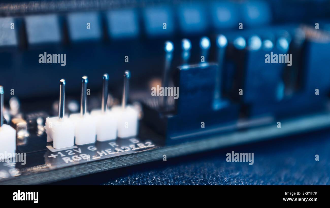 Socket pins macro on motherboard of powerful desktop PC. Computer ...
