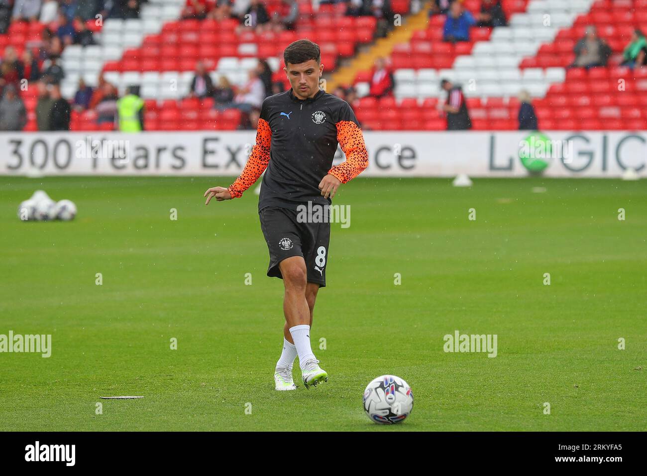 Lincoln, UK. 26th Aug, 2023. Albie Morgan #8 of Blackpool during the ...