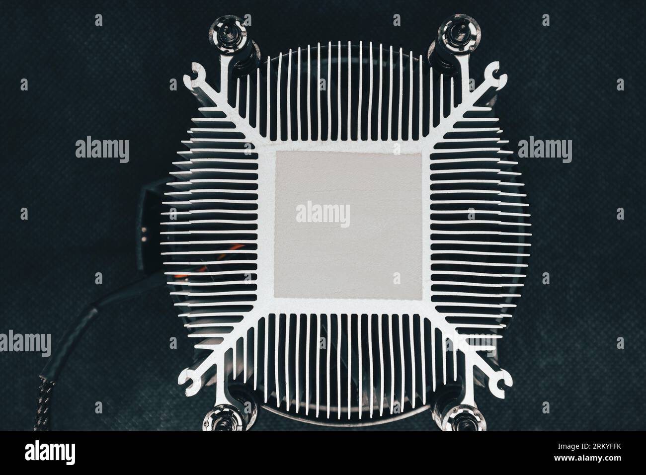 Desktop PC CPU unit cooling radiator with spot for thermal paste, look ...