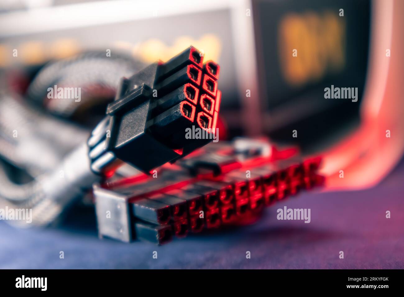 Cable connectors (8 and 24 pin) from power supply unit of desktop PC ...