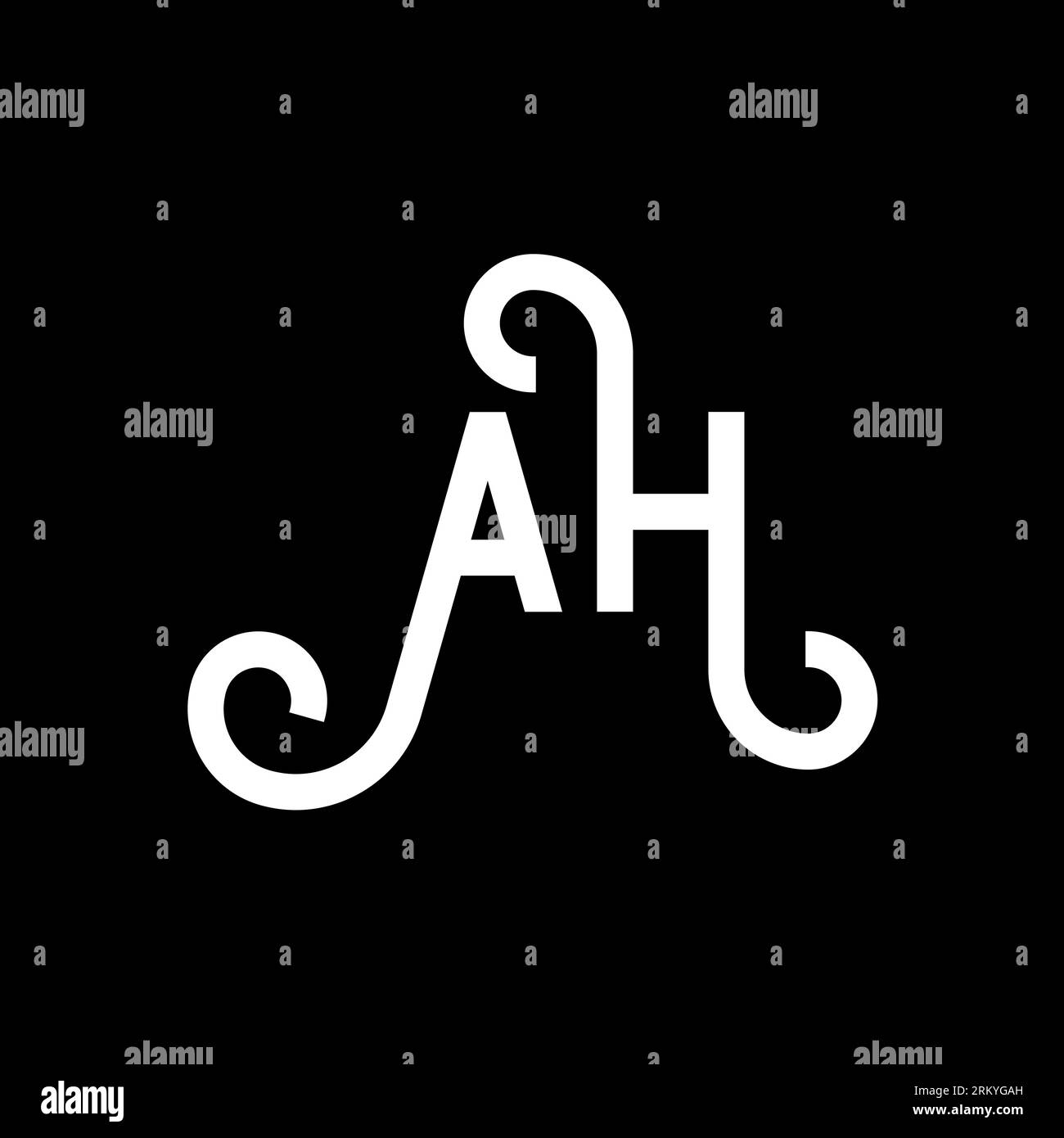 AH letter logo design on black background. AH creative initials letter ...