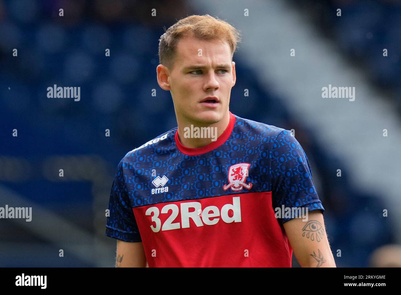 Lukas Engel #27 of Middlesbrough warms up before the Sky Bet ...