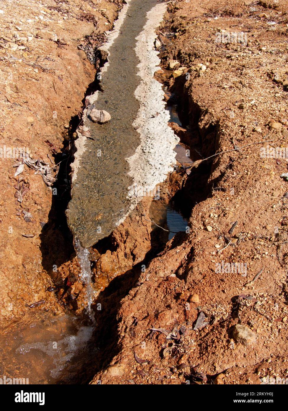 Errosion, Concrete gutter washed out underneath, Atherton, Australia ...