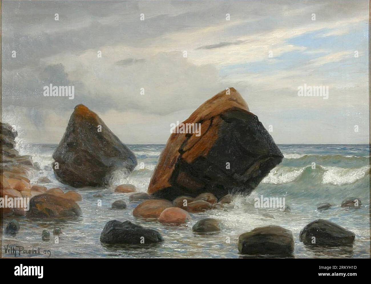 Coastal view with cliffs. 1909 by Vilhelm Pacht Stock Photo - Alamy