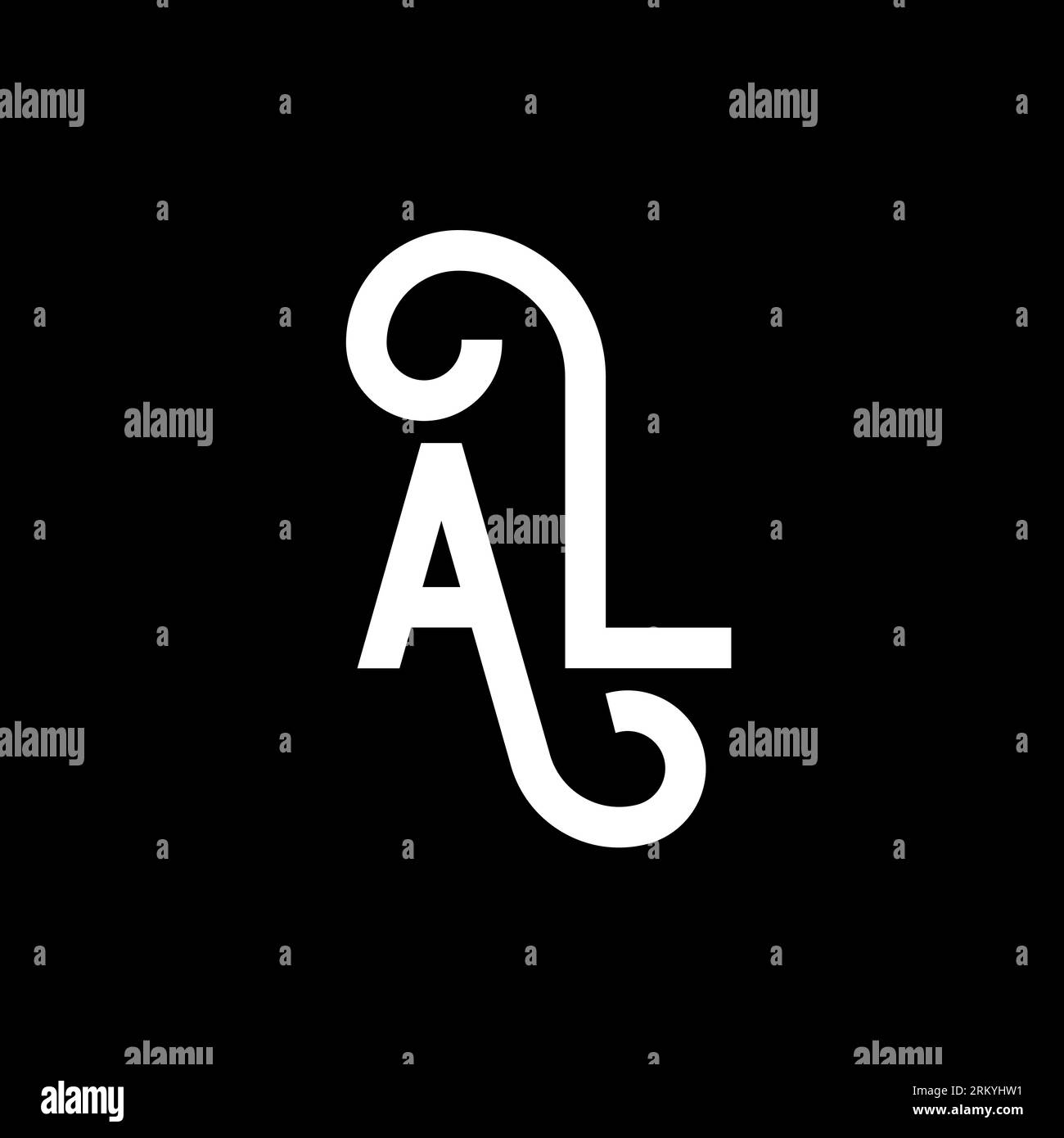 AL letter logo design on black background. AL creative initials letter ...