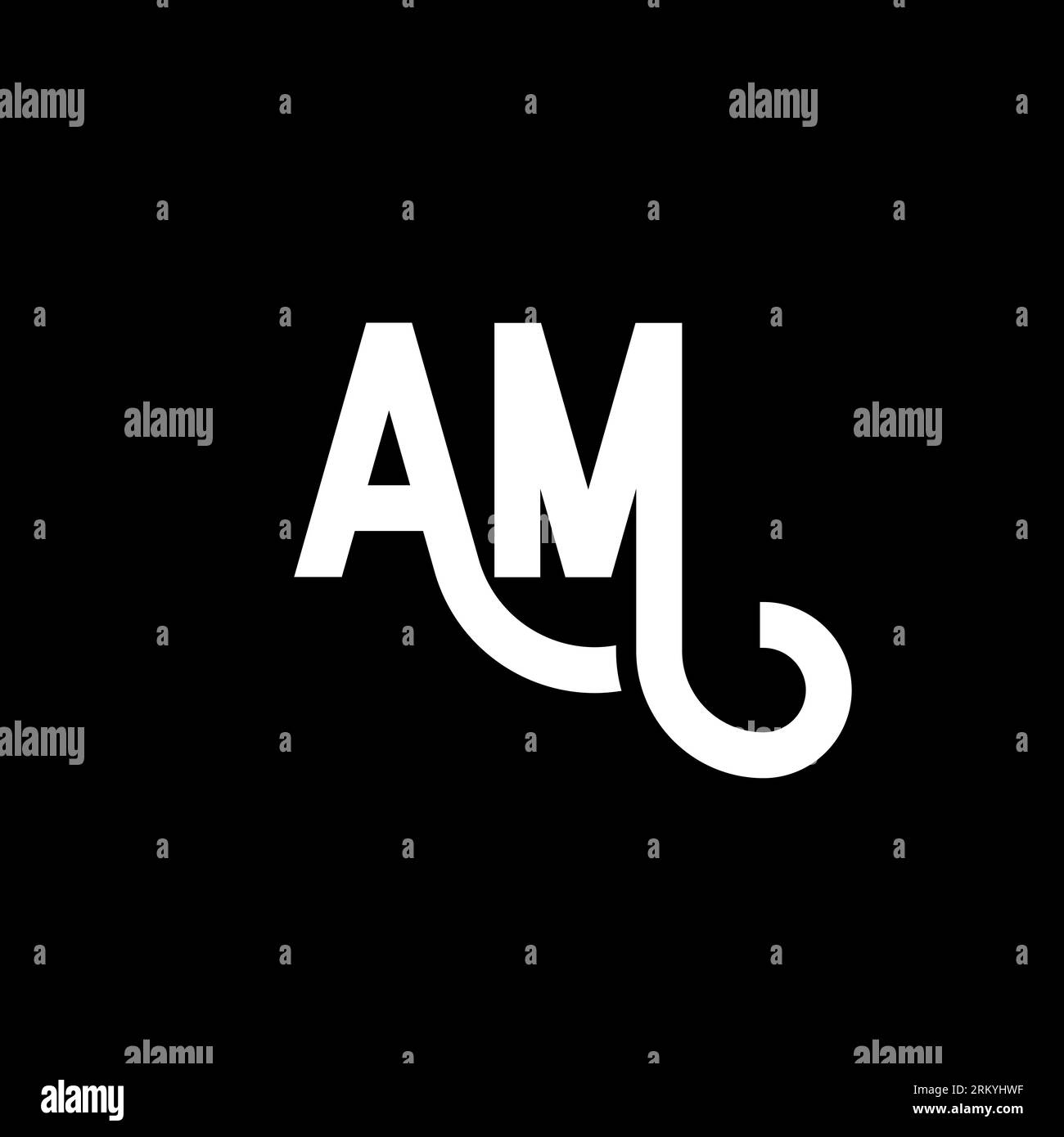 AM letter logo design on black background. AM creative initials letter ...