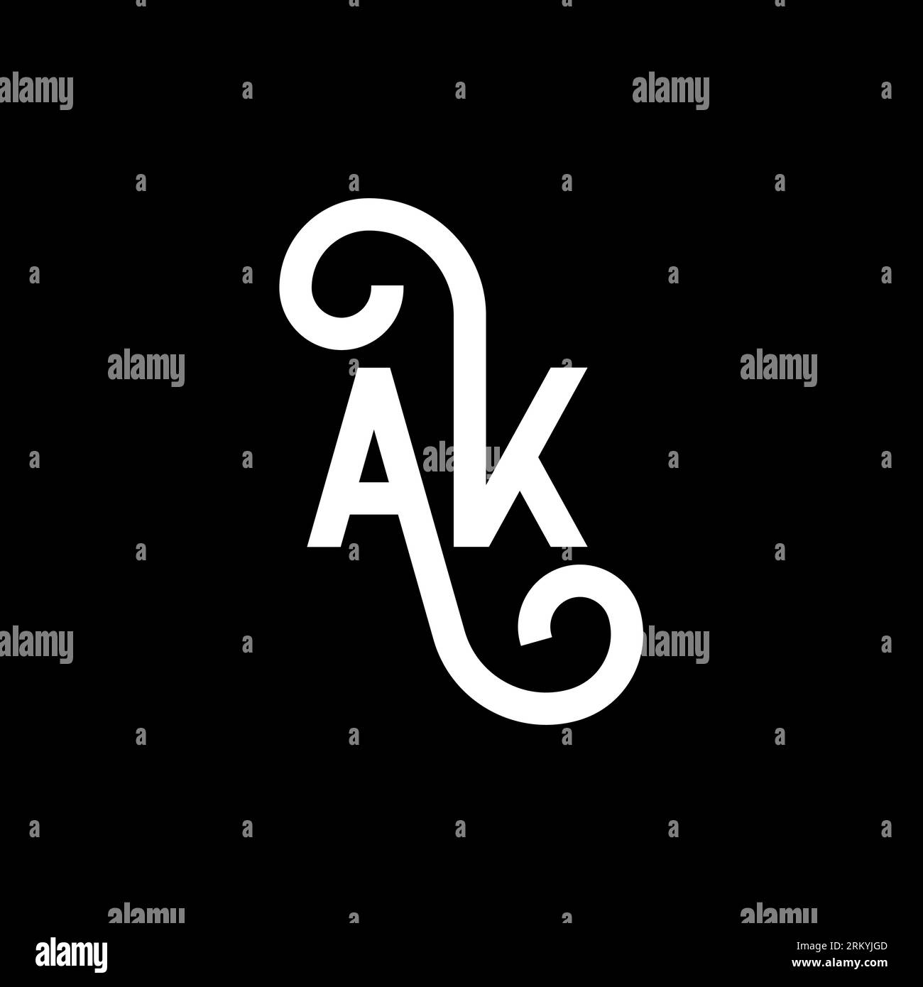 AK letter logo design on black background. AK creative initials letter logo concept. ak icon ...