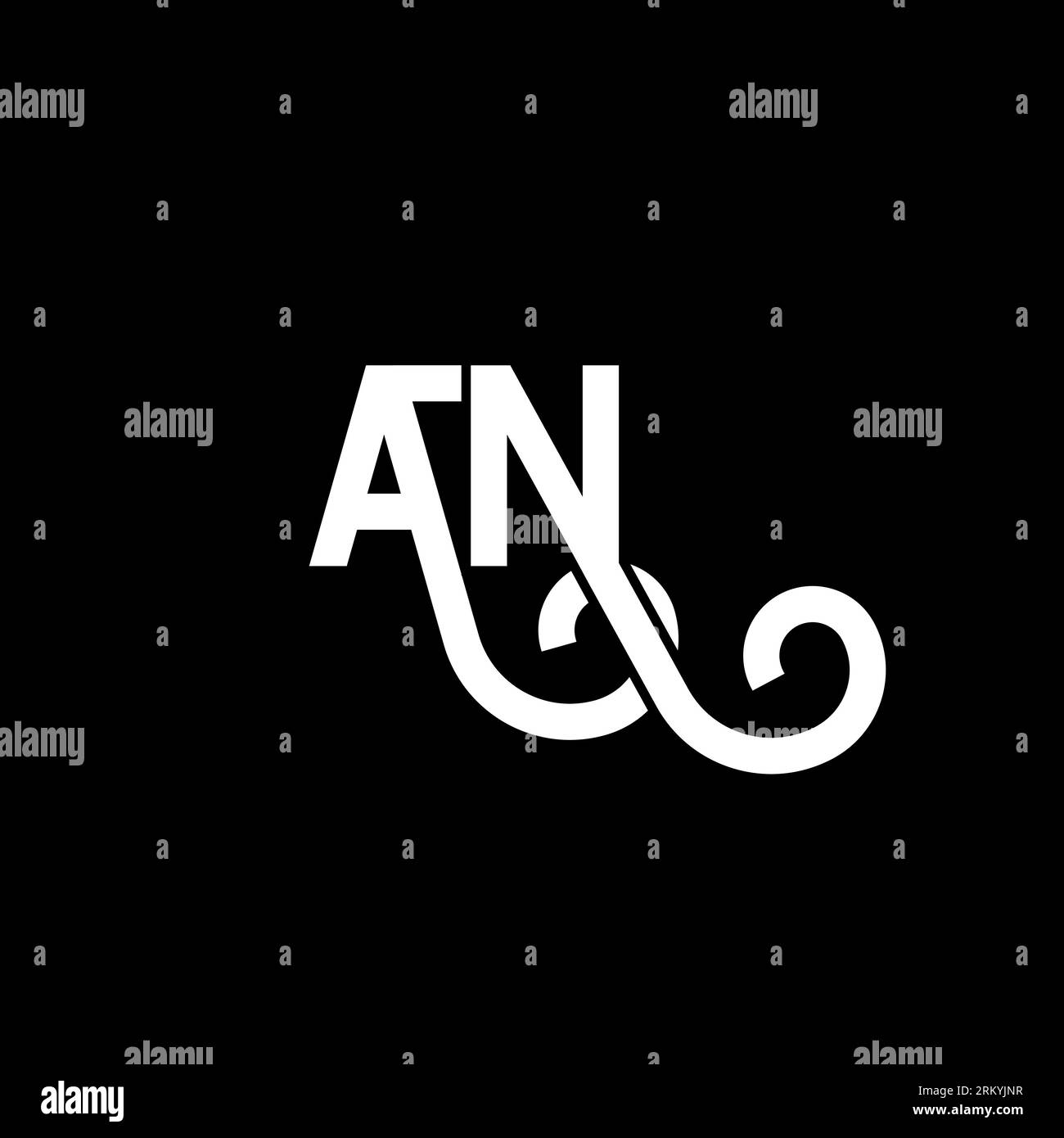 AN letter logo design on black background. AN creative initials letter ...