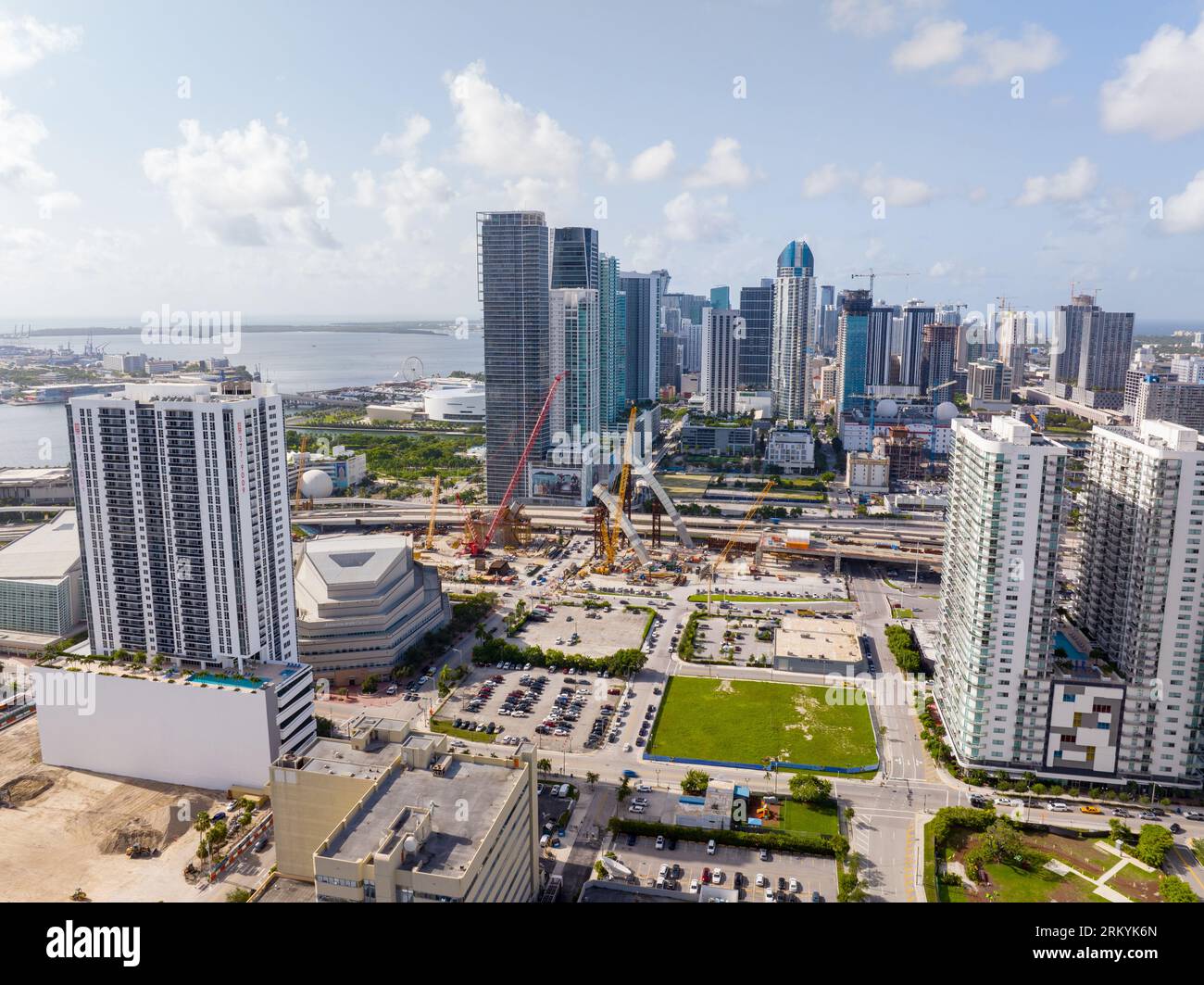Miami, FL, USA - August 22, 2023: Miami Signature Bridge development ...