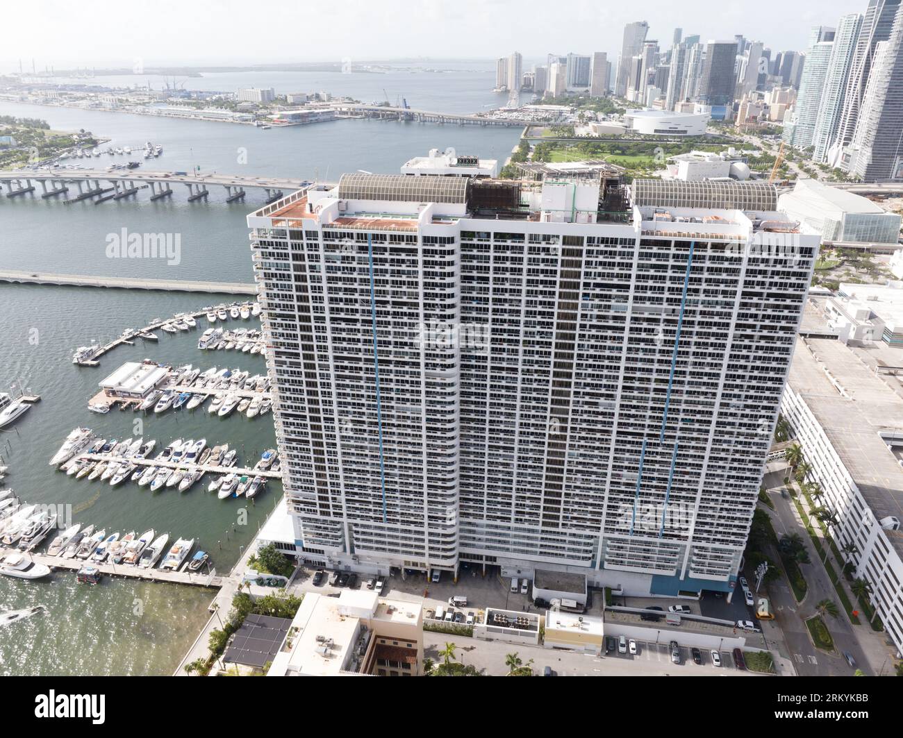 Miami, FL, USA - August 22, 2023: Aerial photo DoubleTree by Hilton ...