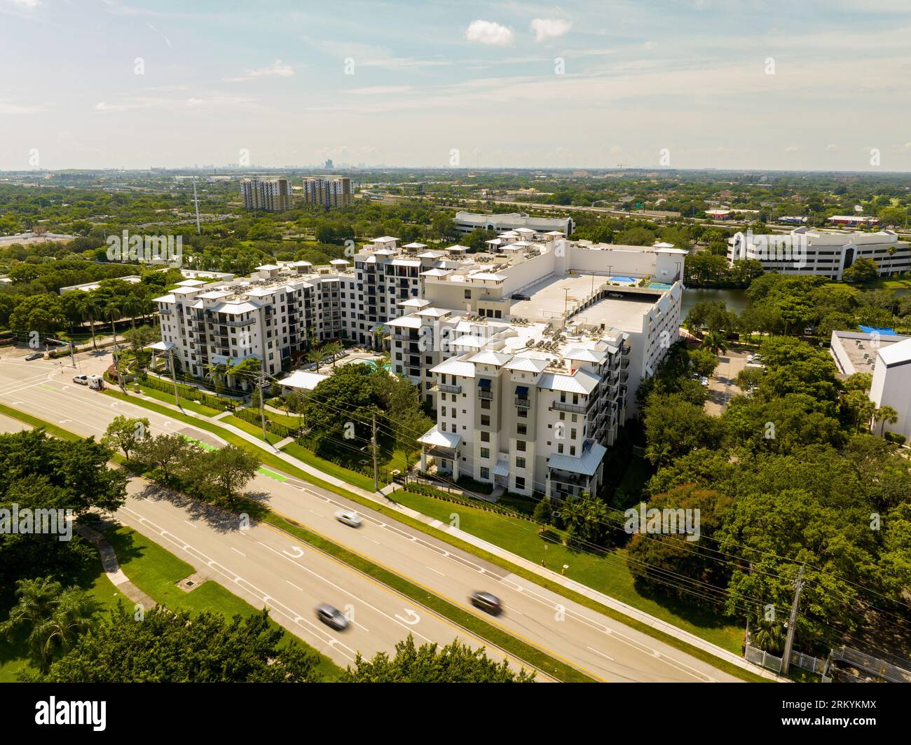 Plantation, FL, USA - August 24, 2023: Aerial drone photo The Ellsworth ... Plantation, FL, USA - August 24, 2023: Aerial drone photo The Ellsworth ...