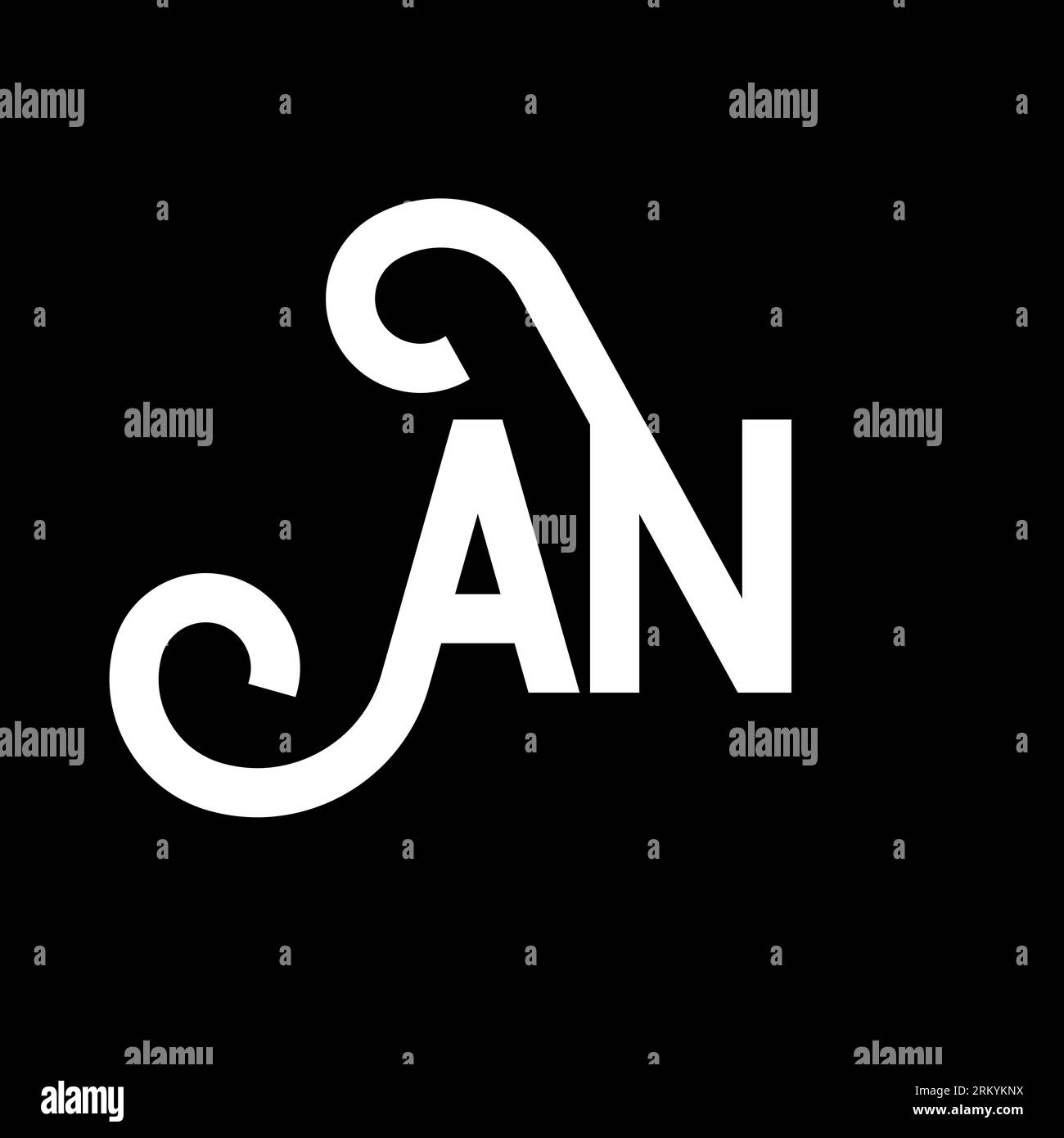 AN letter logo design on black background. AN creative initials letter ...