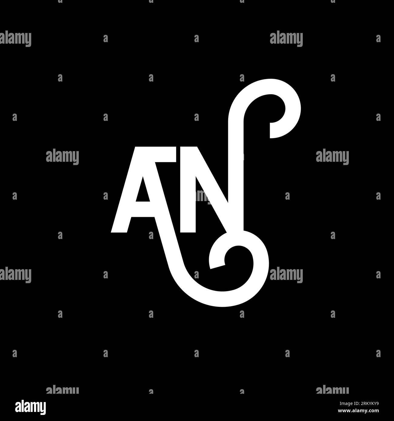 AN letter logo design on black background. AN creative initials letter ...