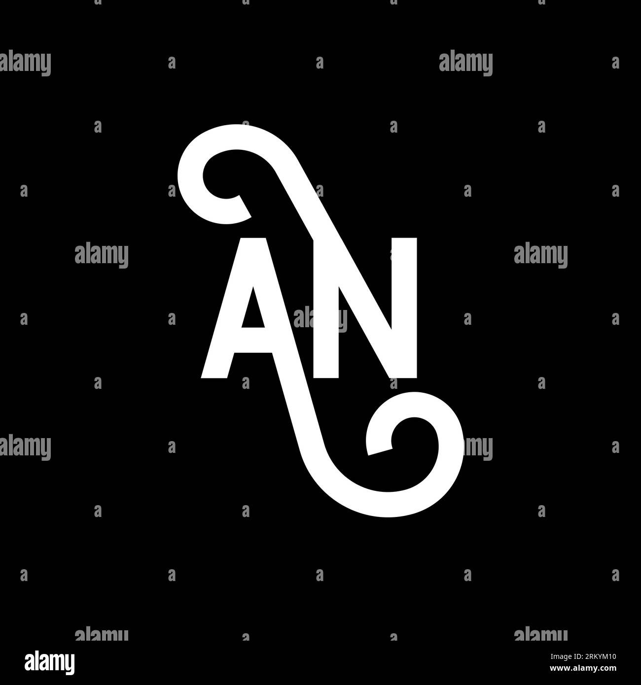 AN letter logo design on black background. AN creative initials letter ...