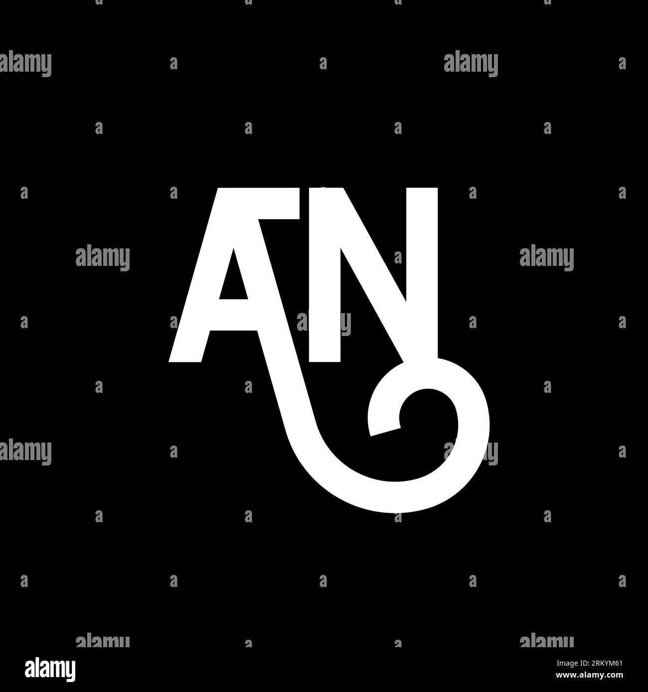 AN letter logo design on black background. AN creative initials letter ...