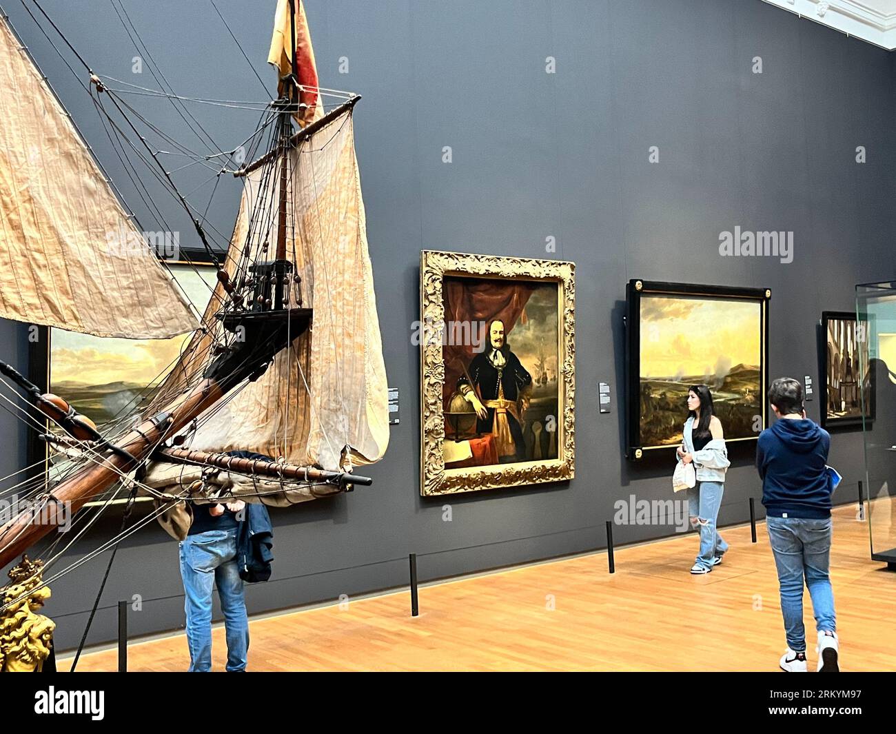 Amsterdam, Netherlands. August 11, 2023. A scale model of a VOC ship at ...