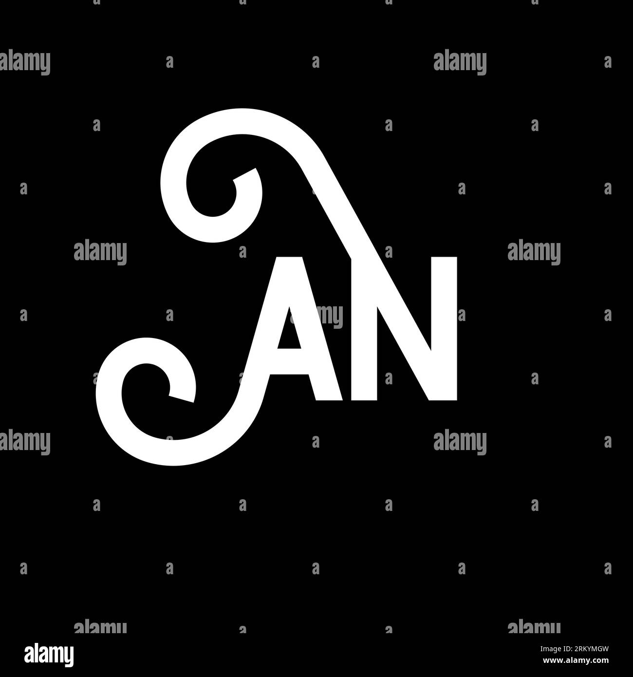 AN letter logo design on black background. AN creative initials letter ...