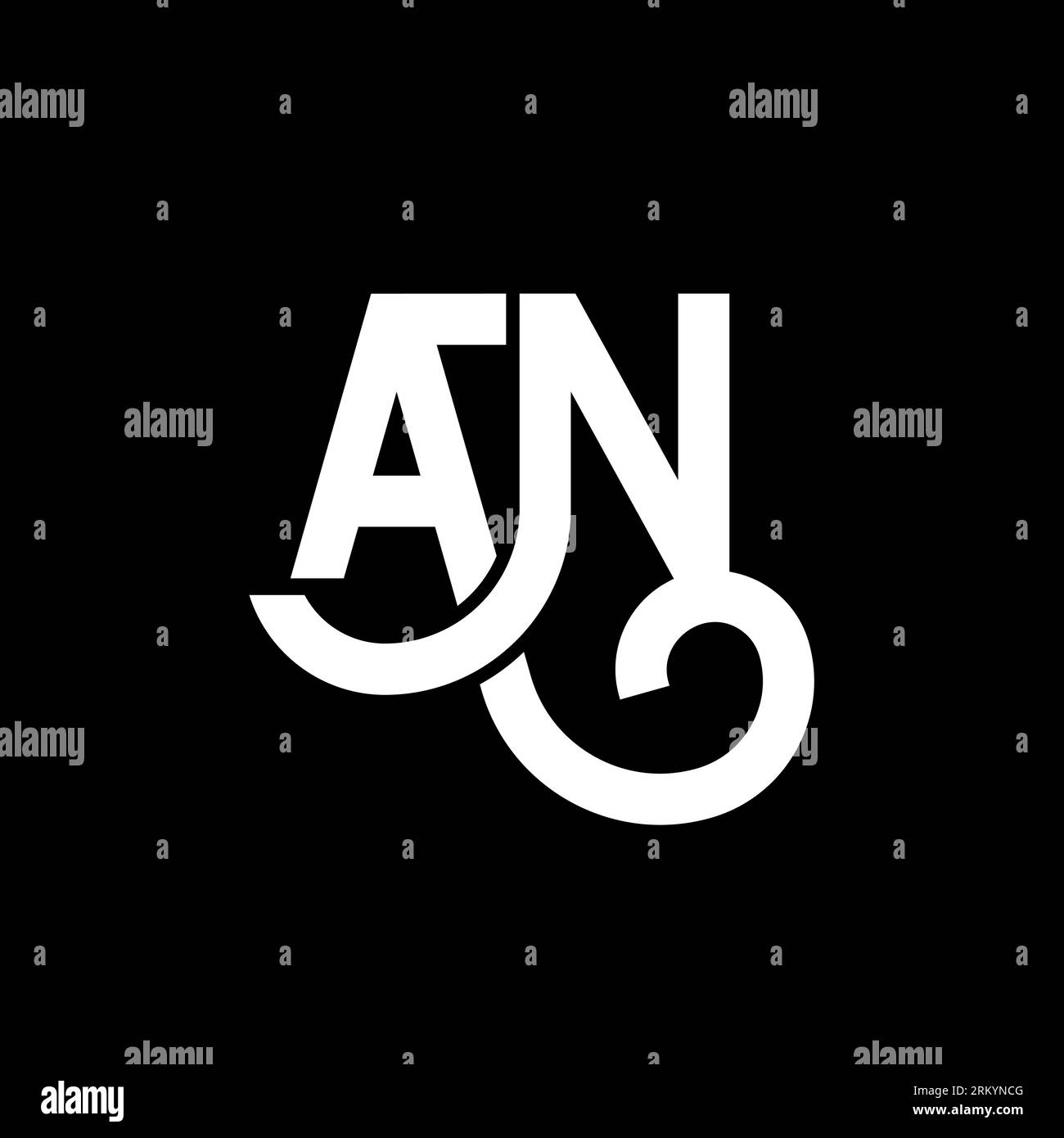 AN letter logo design on black background. AN creative initials letter ...