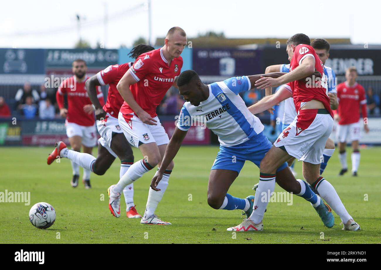 /b20 is tackled by Wrexham's Ben Tozer during the Sky Bet League 2 ... /b20 is tackled by Wrexham's Ben Tozer during the Sky Bet League 2 ...
