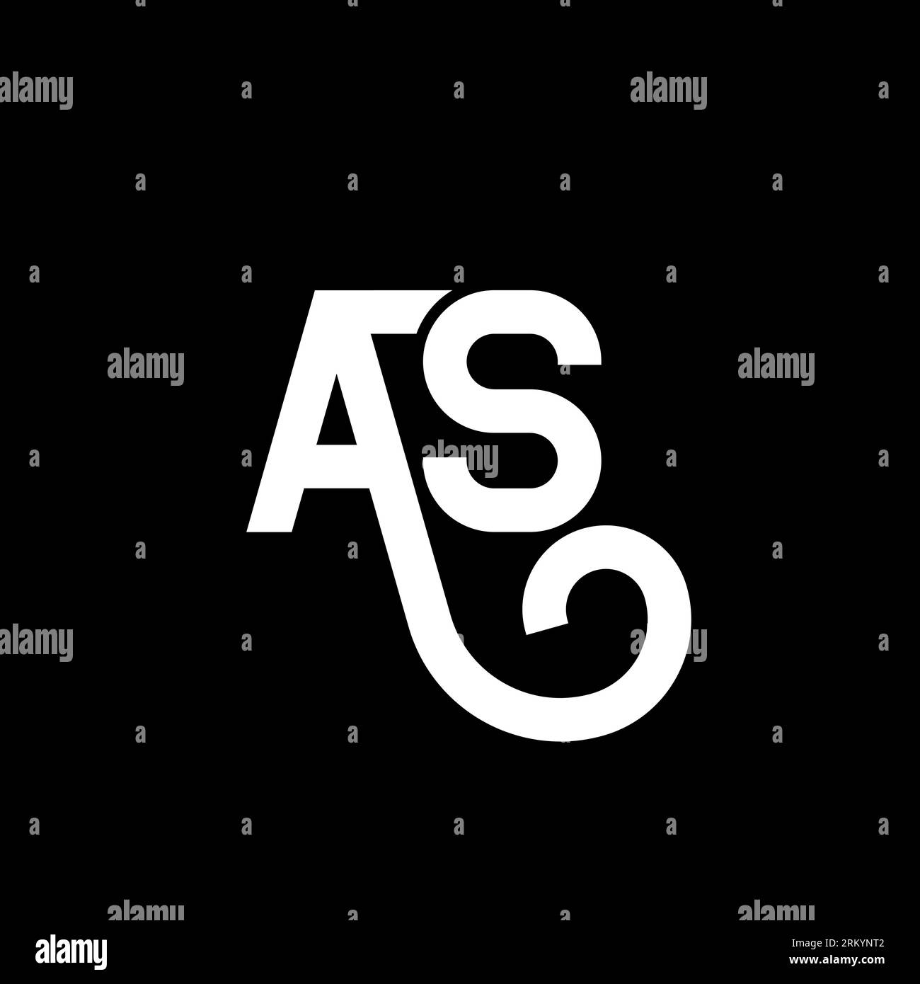 AS letter logo design on black background. AS creative initials letter ...