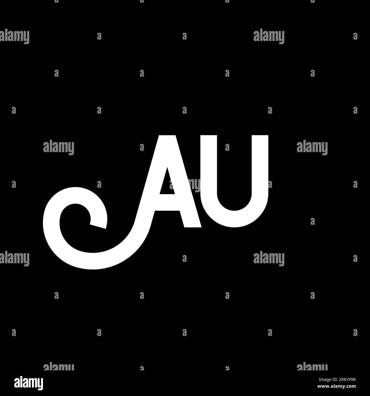 AU letter logo design on black background. AU creative initials letter ...