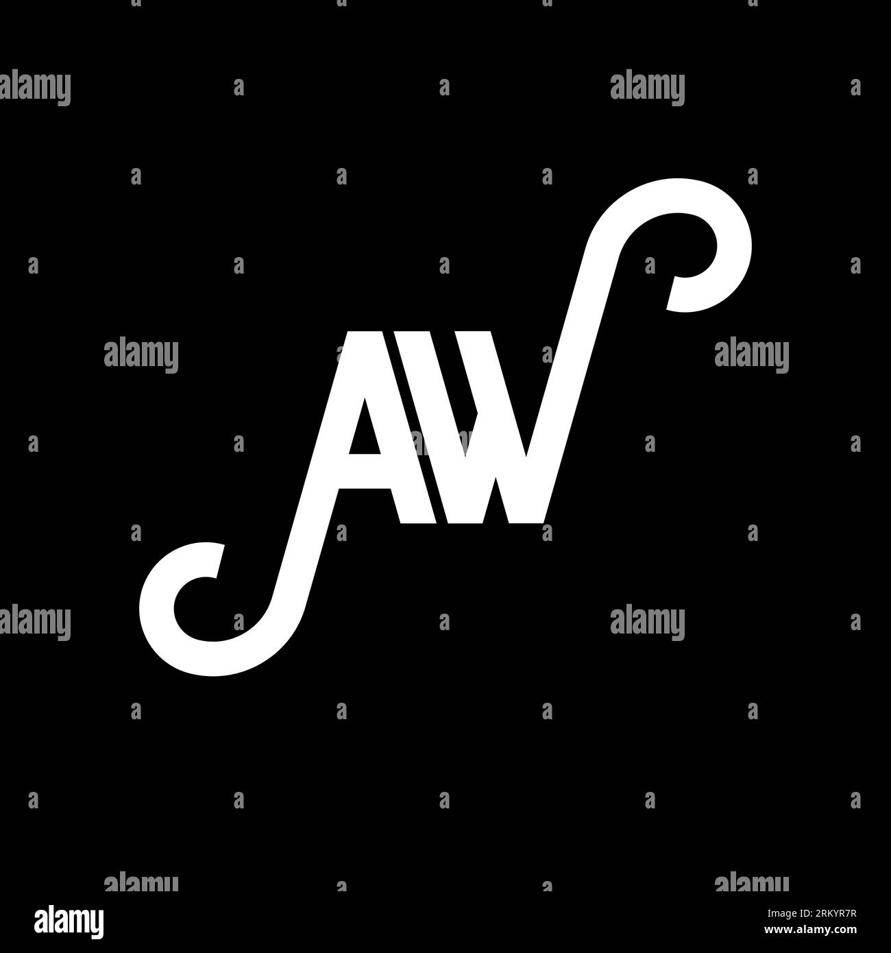 AW letter logo design on black background. AW creative initials letter ...