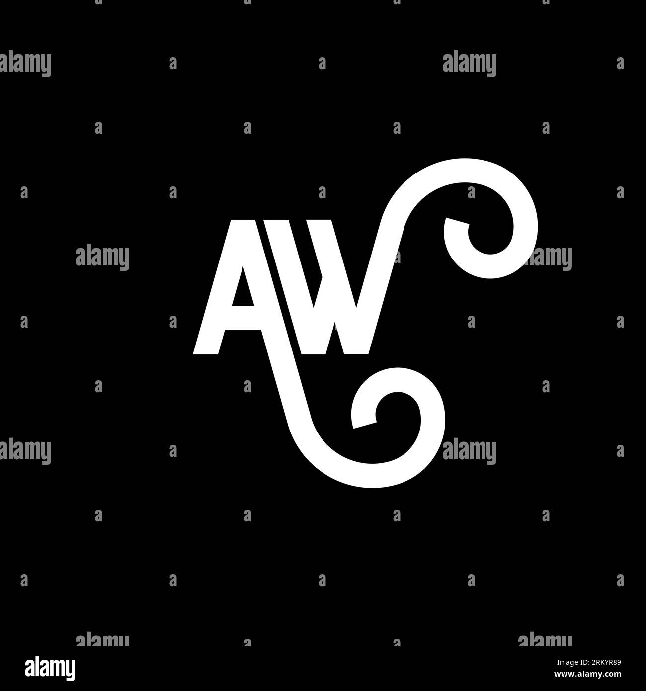 AW letter logo design on black background. AW creative initials letter ...