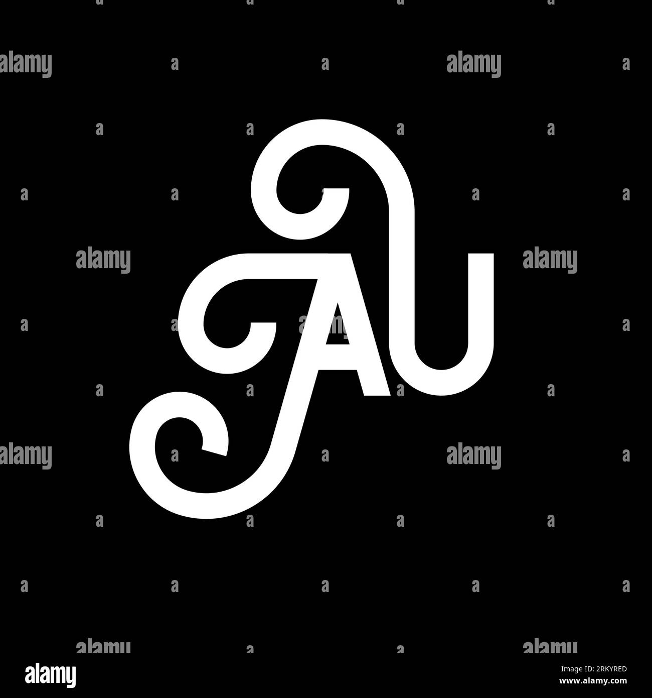 AU letter logo design on black background. AU creative initials letter ...