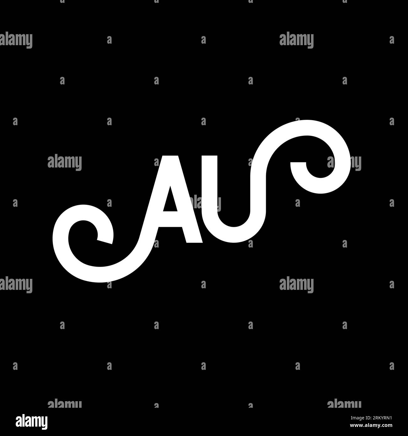 AU letter logo design on black background. AU creative initials letter ...