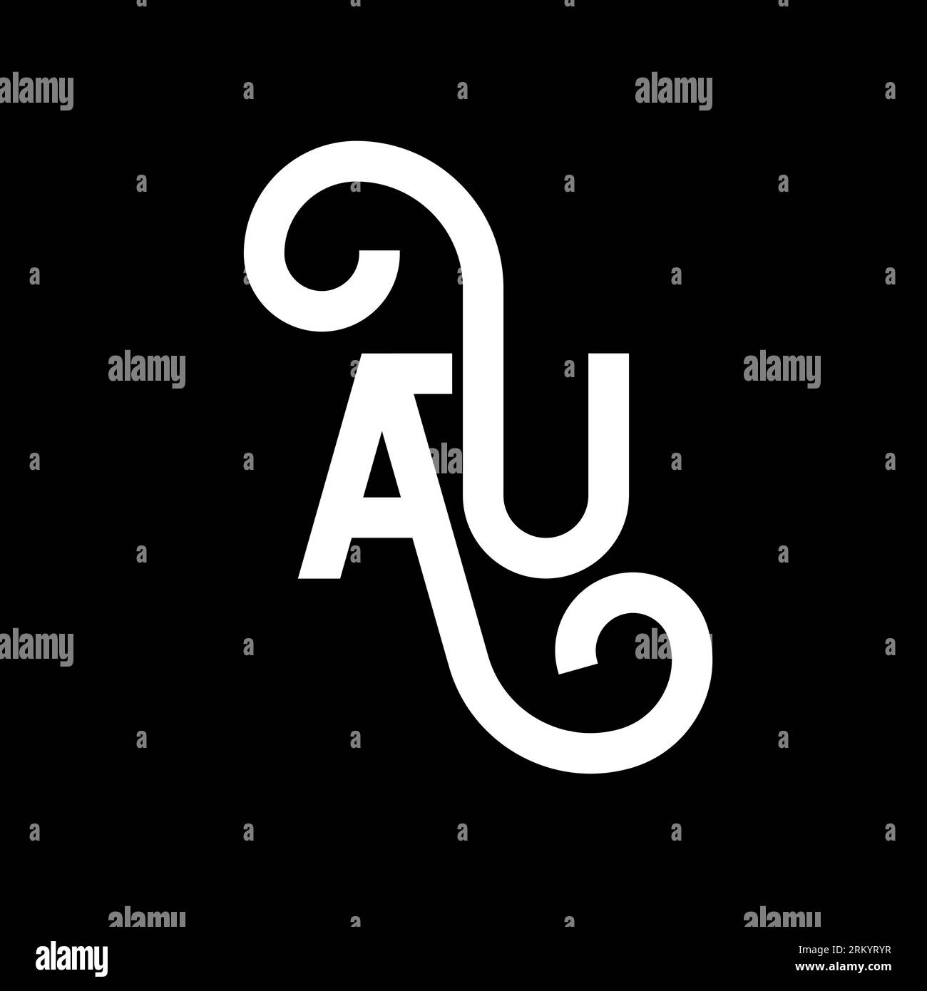 AU letter logo design on black background. AU creative initials letter ...