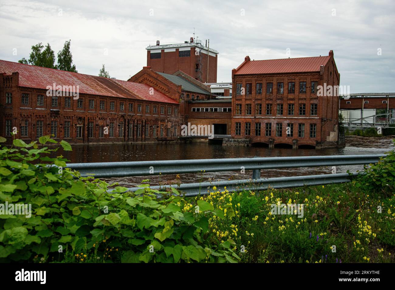 A red brick building on riverside at Kuusankoski, Finland Stock Photo ...