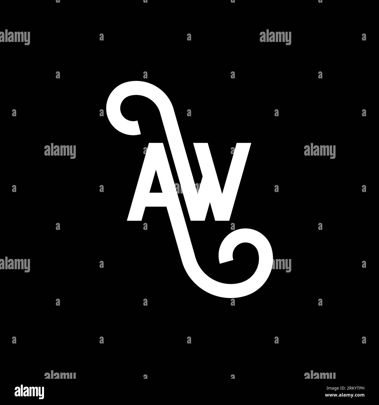 AW letter logo design on black background. AW creative initials letter ...