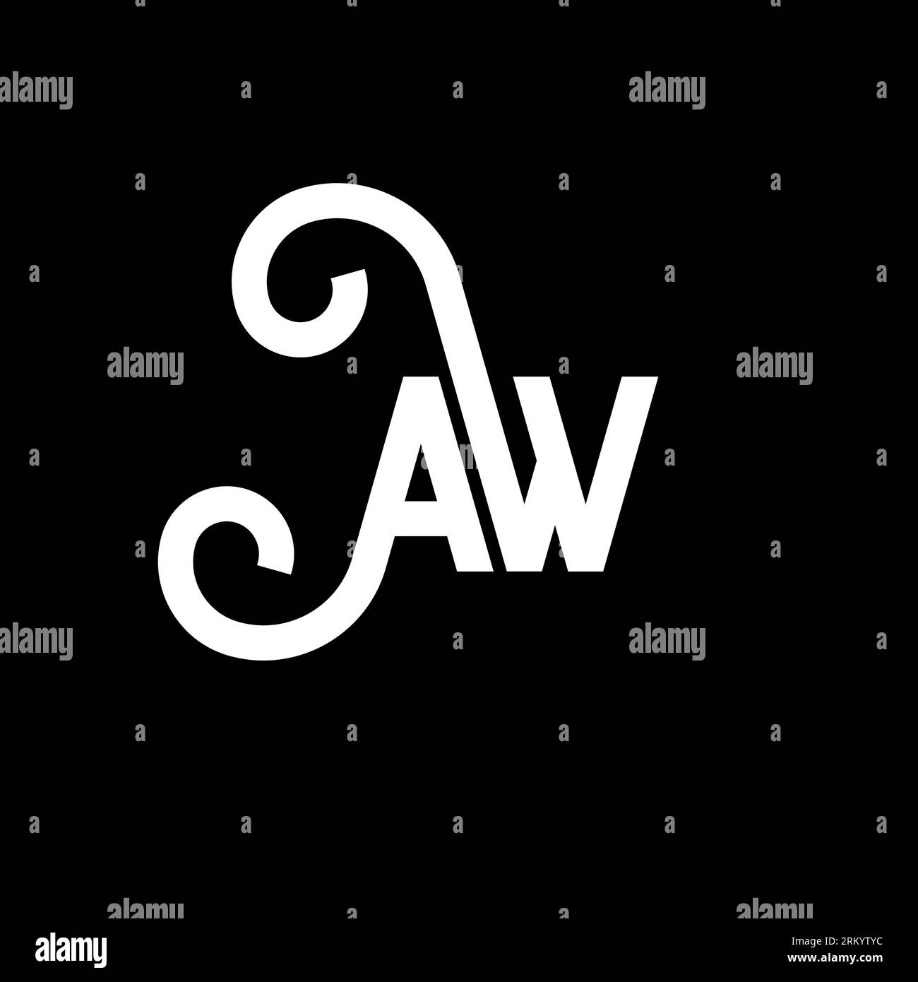 AW letter logo design on black background. AW creative initials letter ...