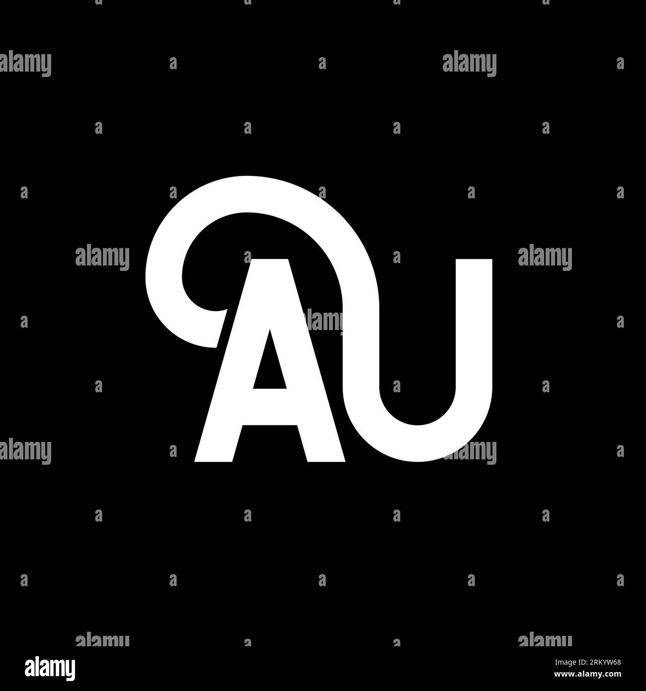 AU letter logo design on black background. AU creative initials letter ...