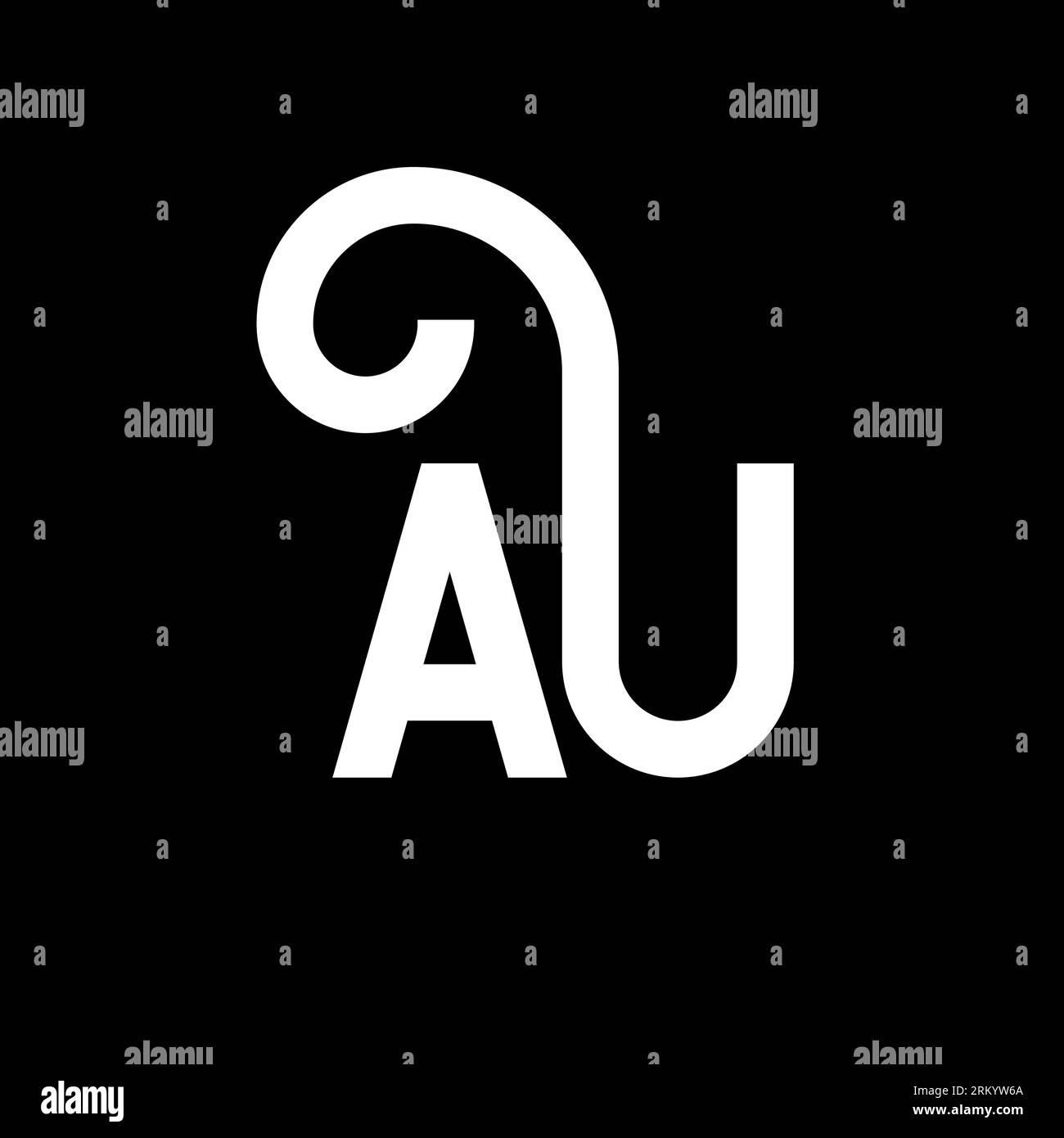 AU letter logo design on black background. AU creative initials letter ...