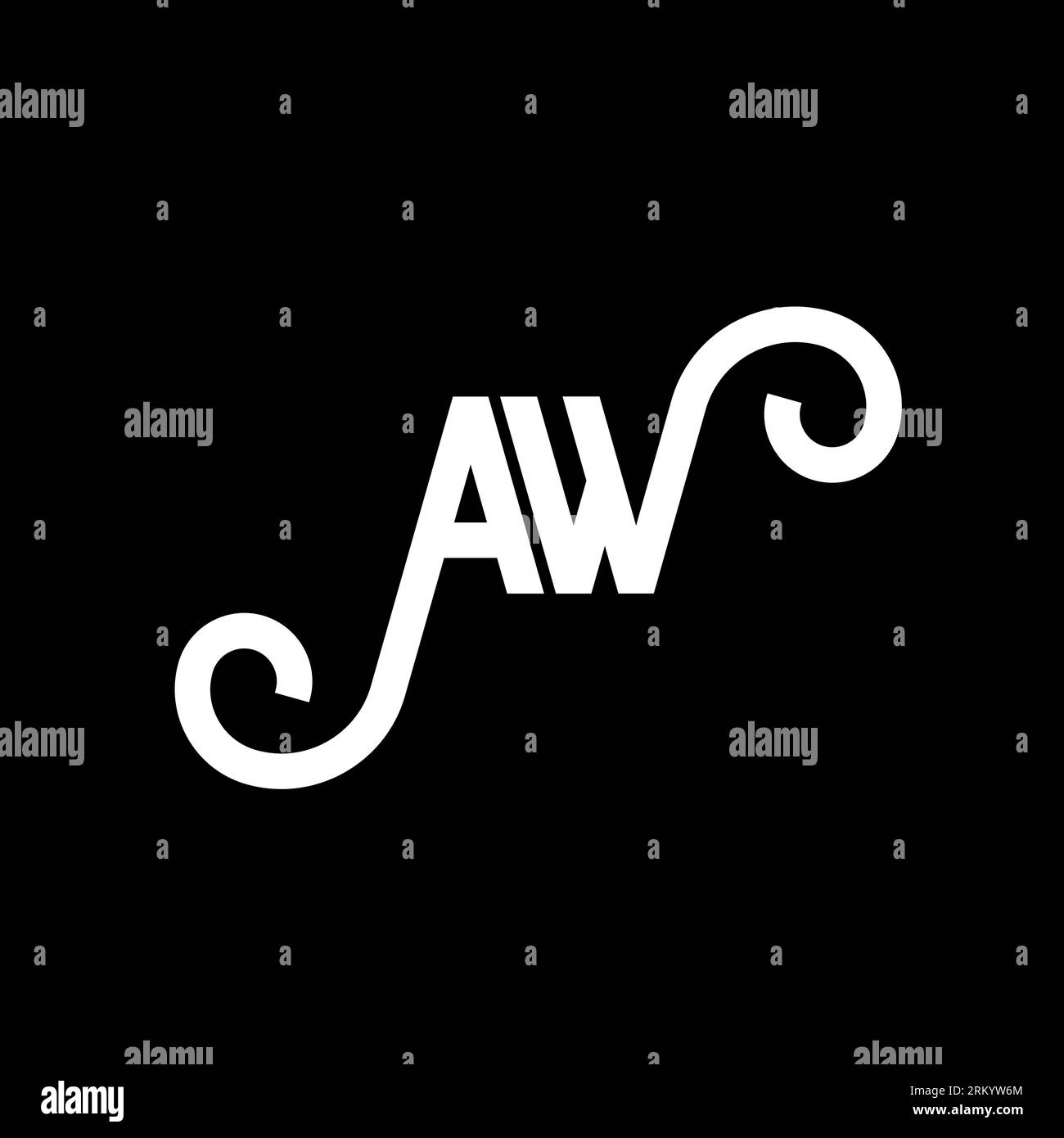 AW letter logo design on black background. AW creative initials letter ...