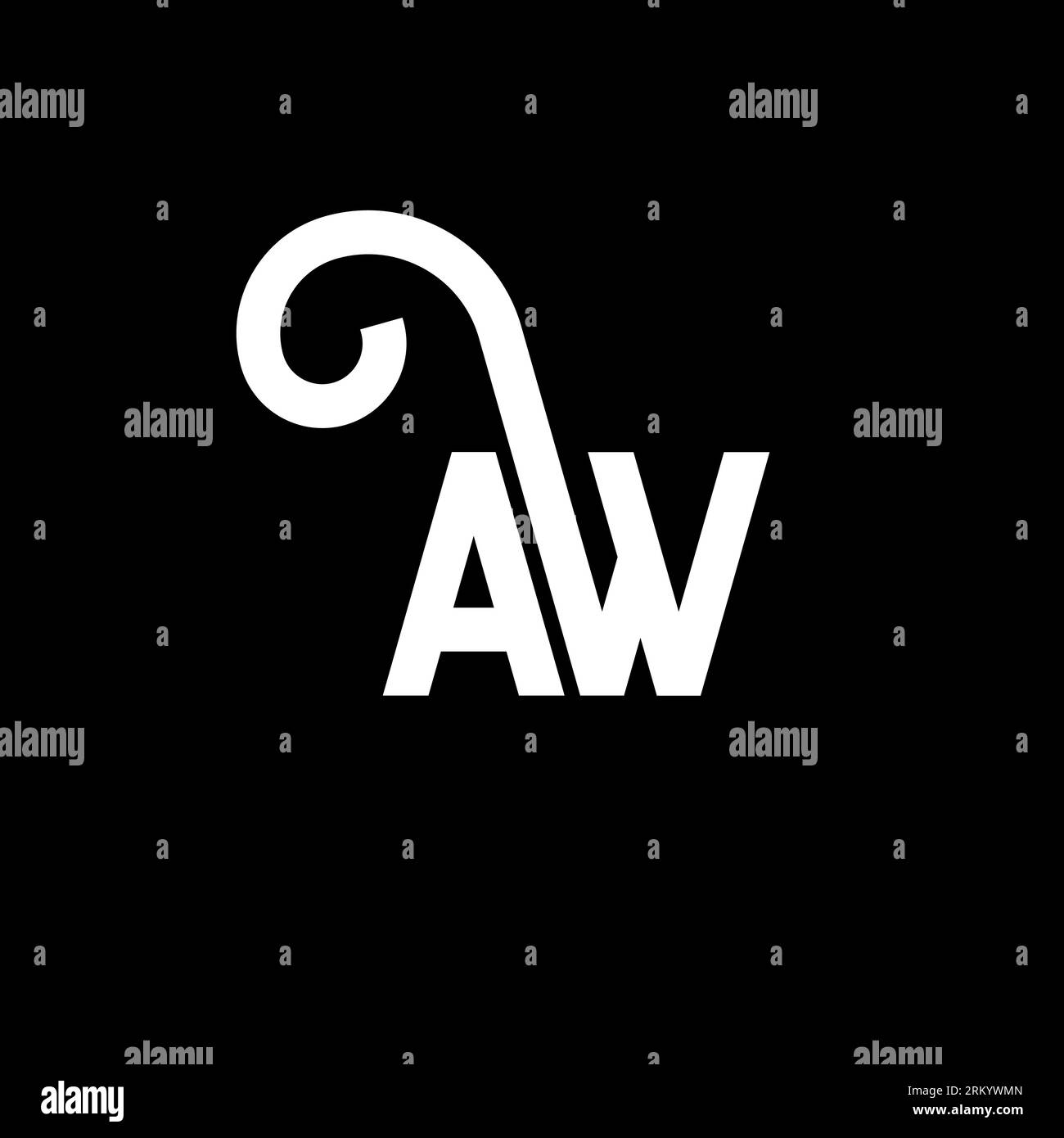 AW letter logo design on black background. AW creative initials letter ...