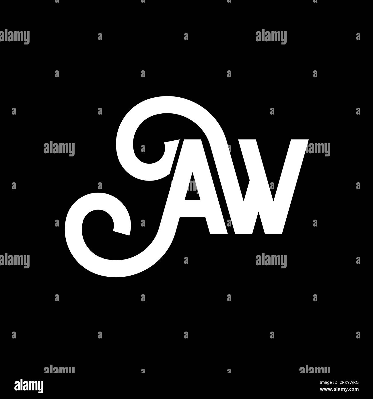 AW letter logo design on black background. AW creative initials letter ...